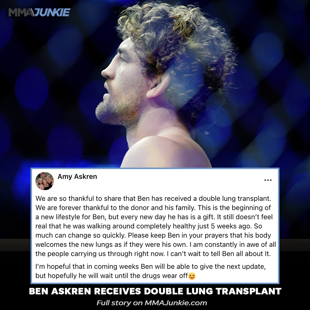UFC Star Ben Askren Undergoes Double Lung Transplant After Pneumonia ...