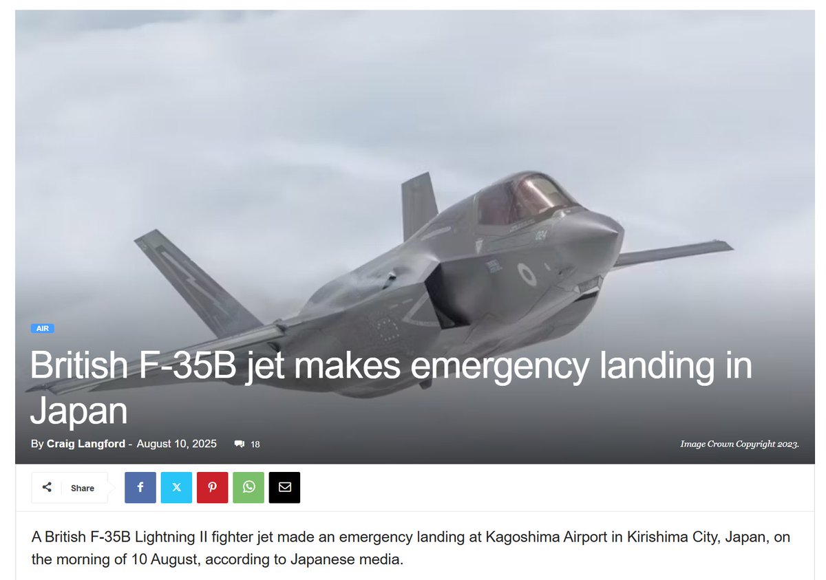 UK F-35B Makes Emergency Landing in Japan During Indo-Pacific Drill | DeepNewz Japan
