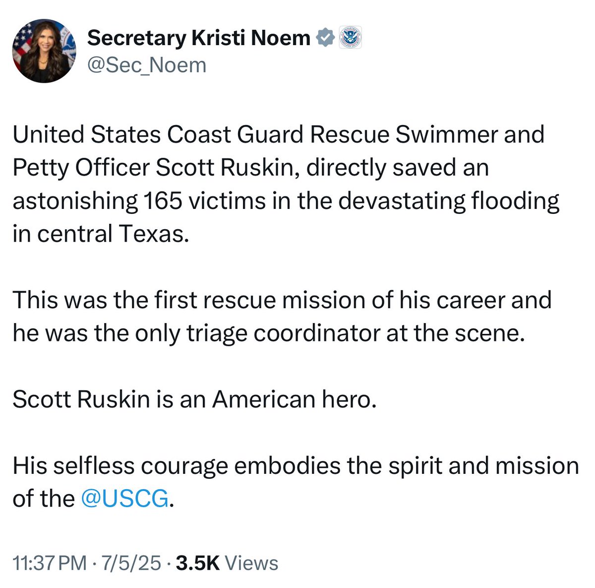 US Coast Guard Petty Officer Scott Ruskin Saves 165 Victims as Triage ...