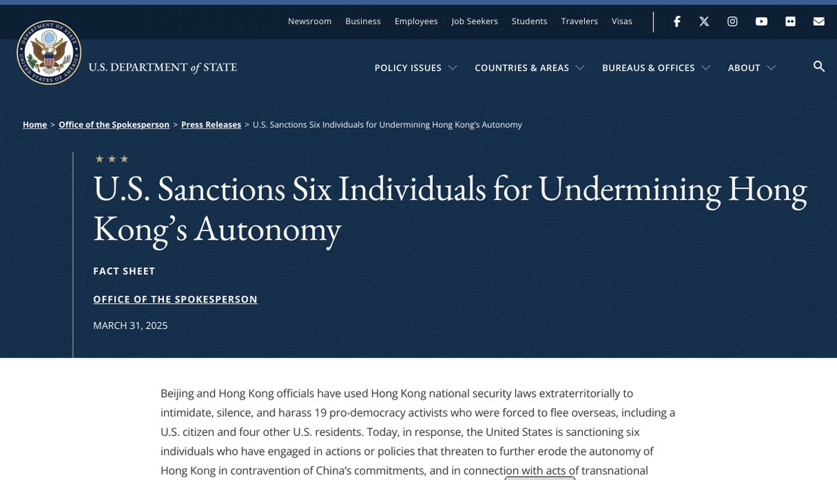 US Imposes Sanctions on Six Chinese and Hong Kong Officials, Including Paul Lam and Raymond Siu ...