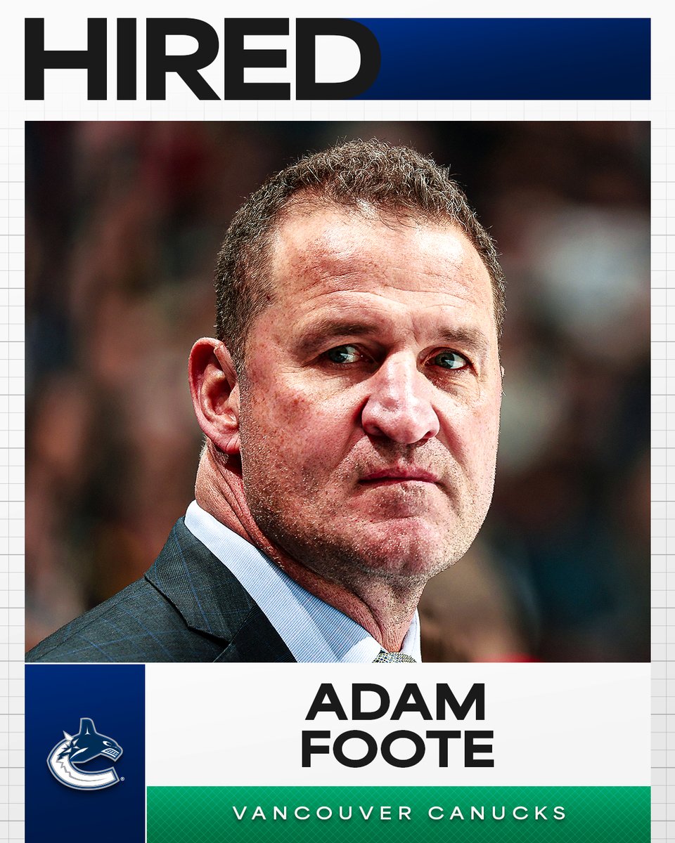 Vancouver Canucks Appoint Adam Foote as New Head Coach on 3-Year Deal ...