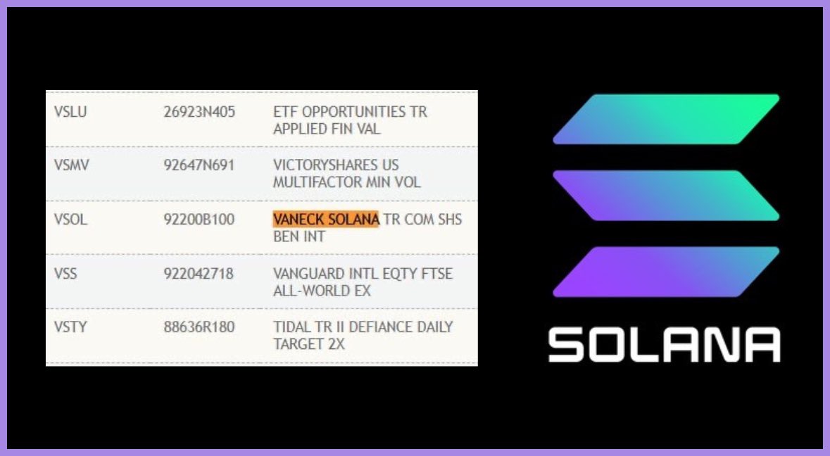 VanEck’s Spot Solana ETF Appears on DTCC List as VSOL, Still Awaits SEC ...