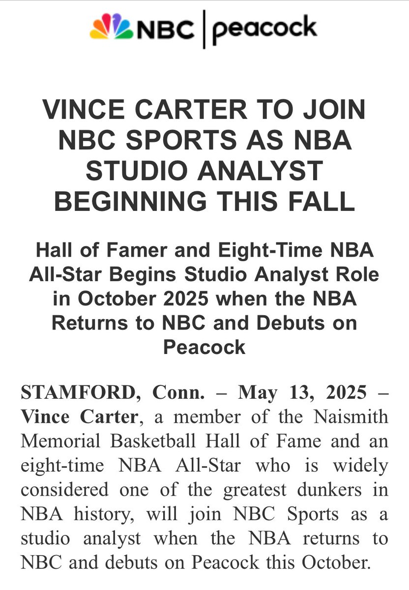 Vince Carter Joins NBC NBA Studio Team for Playoffs; Michael Jordan to ...