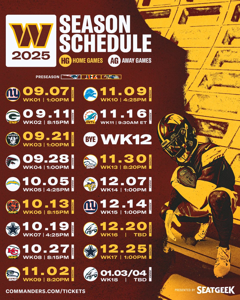 Washington Commanders Announce 2025 Schedule With Franchise-Record ...