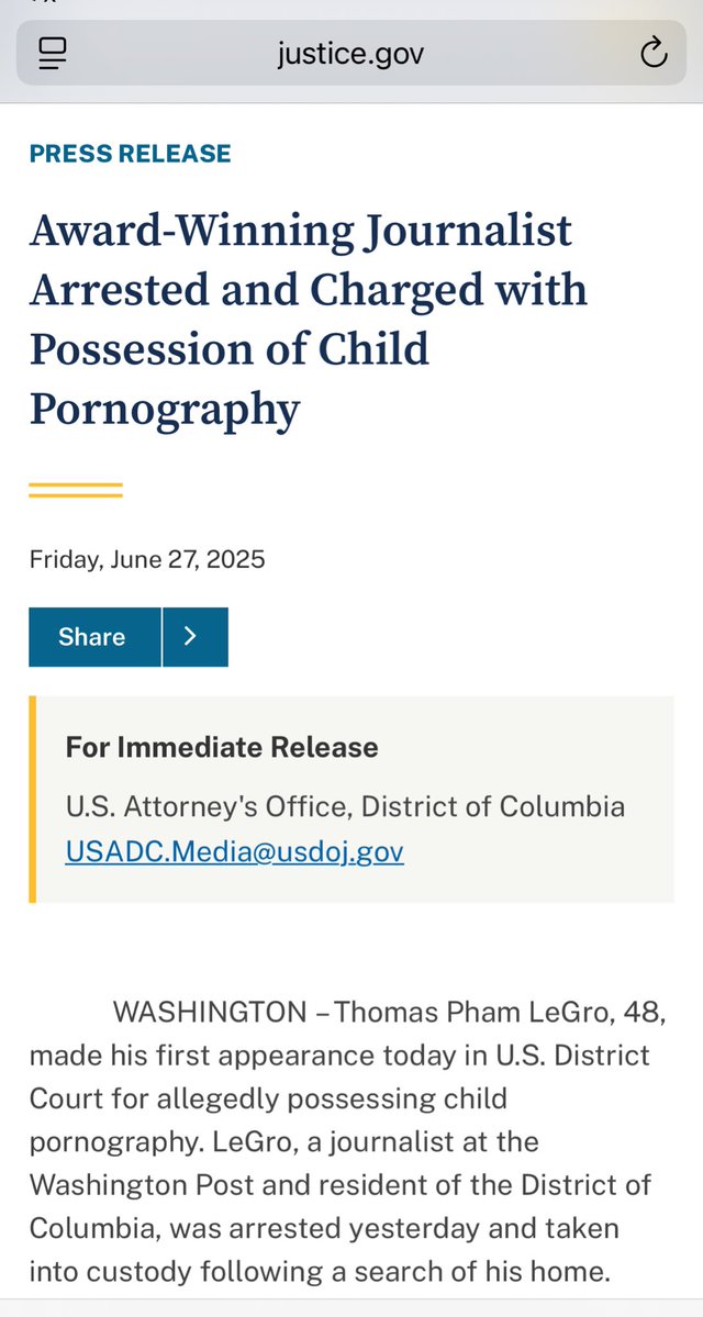 Washington Post Editor LeGro Charged With Child Pornography Possession ...