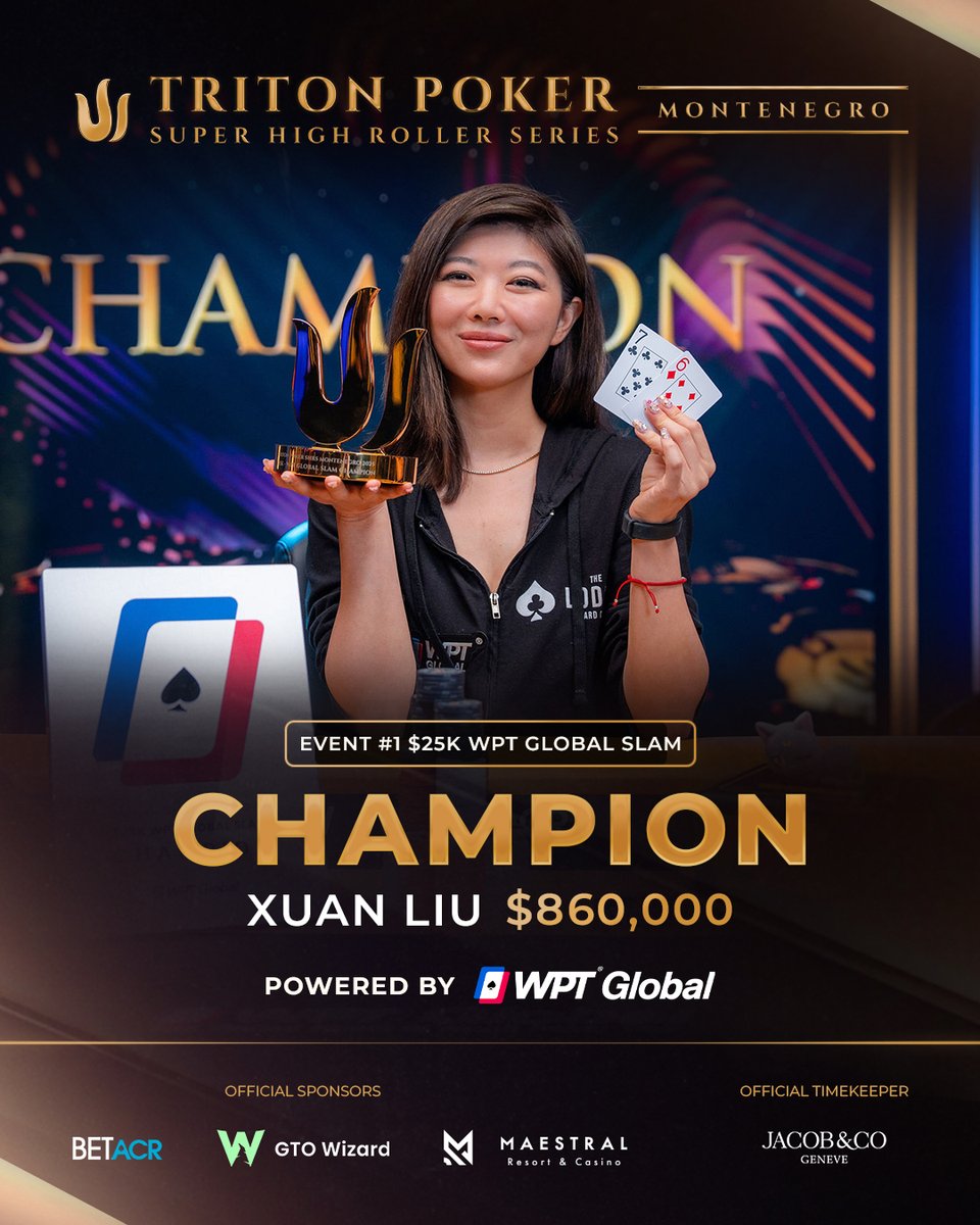 Xuan Liu Wins $860K Event #1 $25K WPT Global Slam, First Female Champion at Triton Poker SHRS ...