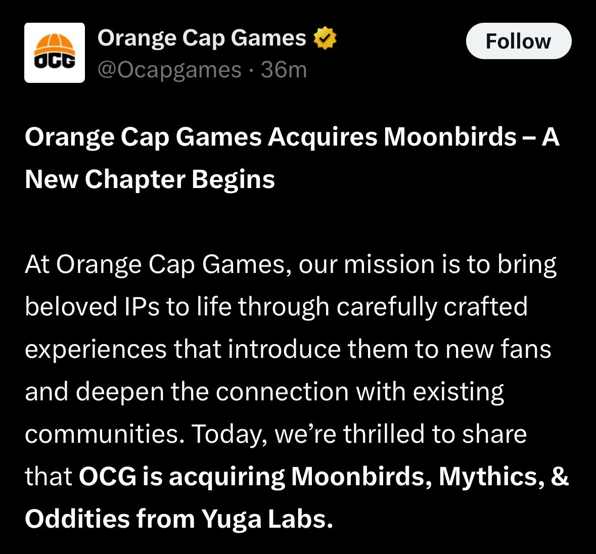 Yuga Labs Sells Moonbirds NFT IP to Orange Cap Games Led by Spencer ...