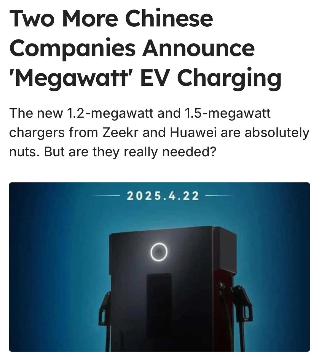 Zeekr Unveils 1.2 MW EV Charger, Surpassing BYD's 1-MW Tech Ahead of April 2025 Shanghai Auto ...